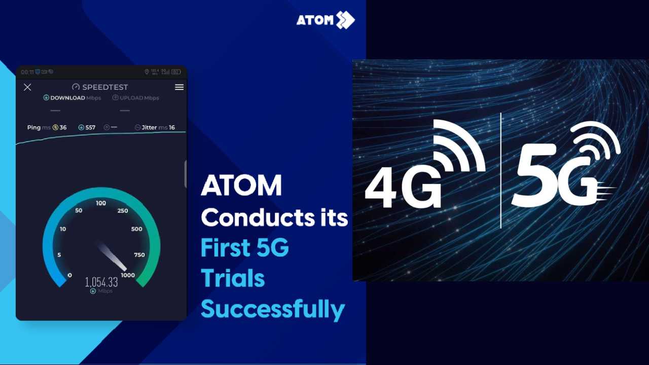 Atom က လက်ရှိ 4g ထက် ဆယ်ဆ ပိုမြန်တဲ့ 5g ကွန်ရက်ကို ပြည်တွင်းမှာ စမ်းသပ်အသုံးပြု အောင်မြင် Na